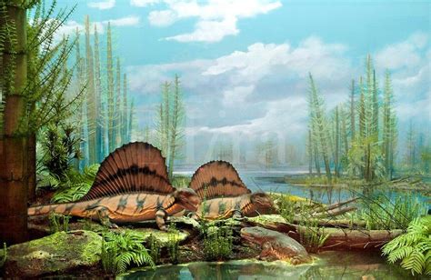Early Permian Scene With Demetrodons And Eryops Prehistoric World