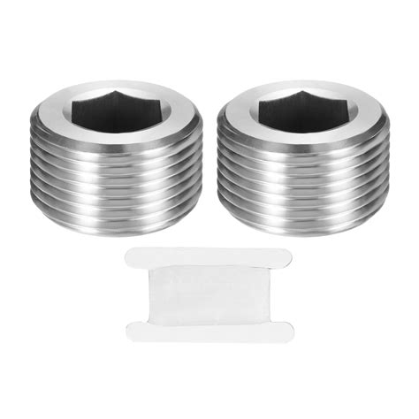 2 Pcs 304 Stainless Steel Pipe Plug 1 Npt Male Internal Hex Thread