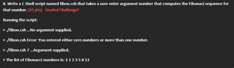 solved 8 write a c shell script named fibon csh that takes
