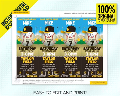 San Diego Padres Ticket Birthday Party Printable Invitation Etsy