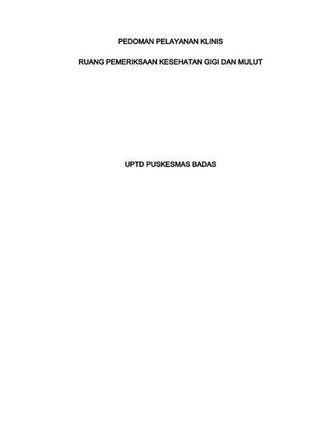 Pedoman Kedokteran Gigi Di Puskesmas Badas Pdf Sains And Matematika
