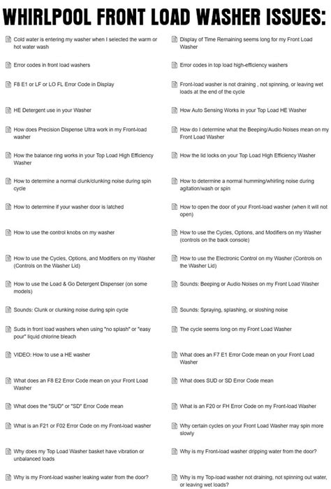 Whirlpool Washer Front Load Error Codes What Does Error Code Mean And How To Fix