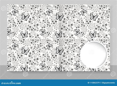Template Cover Of A Copybook With An Individual Design Butterflies Stock Vector Illustration