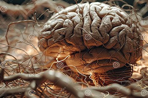 A Detailed View Of A Persons Brain With Branches Around It Stock Image