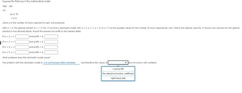 Solved Suppose The Following Is The Mathematical Model Max