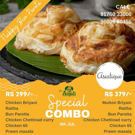 Asiatique Flakky Bun Parotta And Briyani Combo Cant