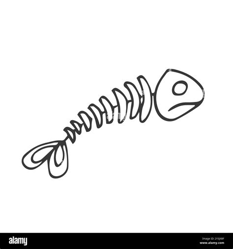 Fish Skeleton Doodle Icon In Vector Stock Vector Image And Art Alamy