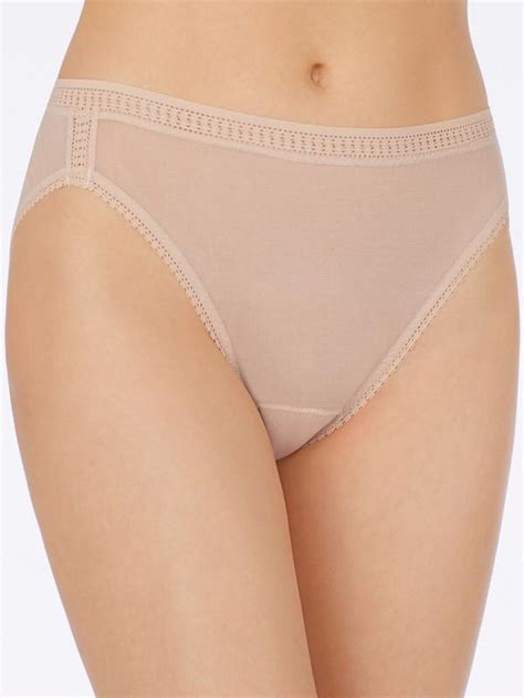 On Gossamer Synthetic Mesh Hi Cut Brief Panties 3012 In Champagne