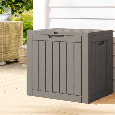 Outdoor Storage Box 118l Container Lockable Garden Toy Tool Shed Grey