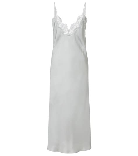 Róhe Lace Trimmed Silk Slip Dress Róhe