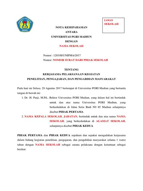 Unggah Mou Dan Moa Dengan Sekolah Mitra 2 Pdf