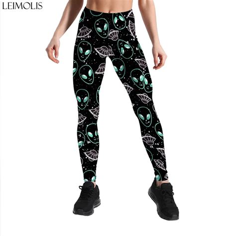 Leimolis 3d Print Ghost Ufo Black Sexy Women Casual Punk Rock Leggins