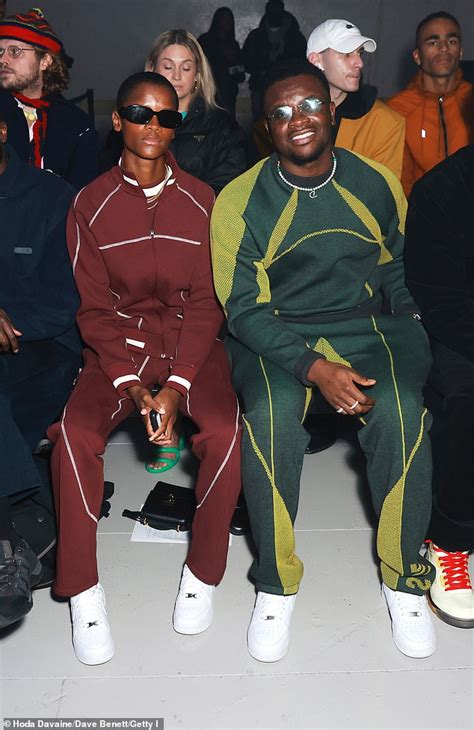 Letitia Wright Dons Burgundy Tracksuit To Saul Nash Lfw Party Daily Mail Online