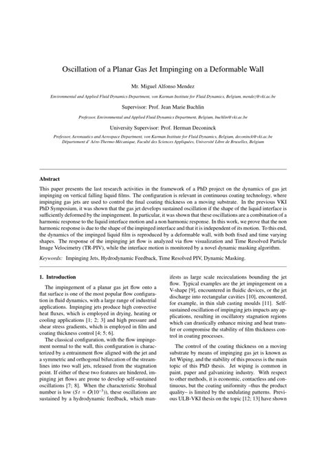 Pdf Oscillation Of A Planar Gas Jet Impinging On A Deformable Wall