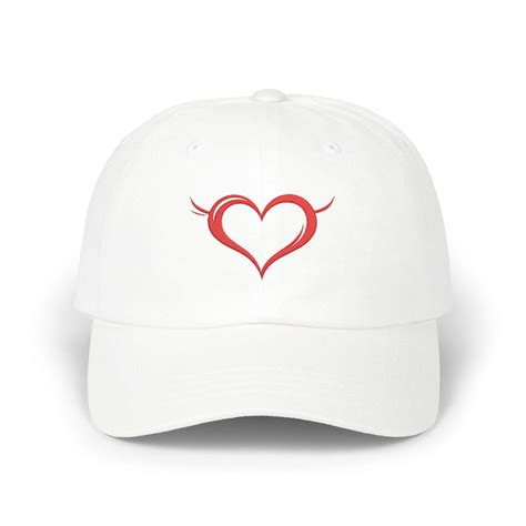 Red Heart Outline Classic Dad Cap Embroidered Heart Baseball Hat Etsy