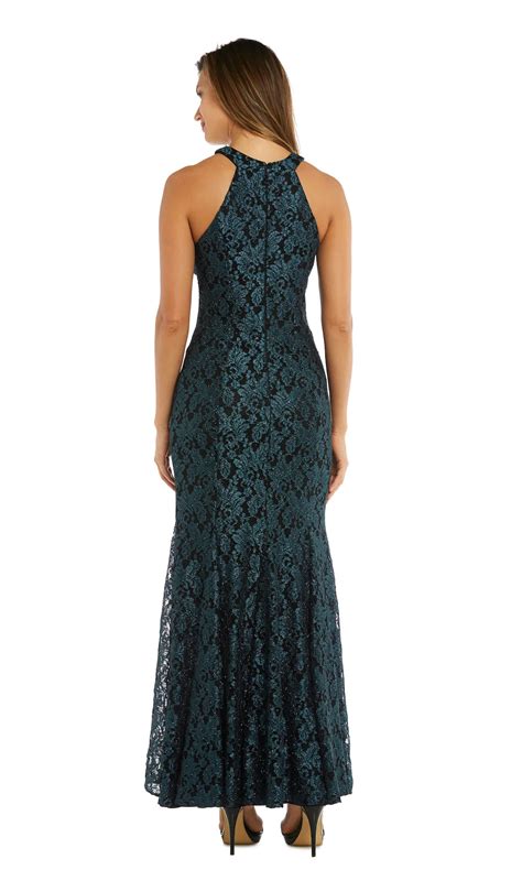 שמלת ערב מקסי תחרה קולר ירוקה