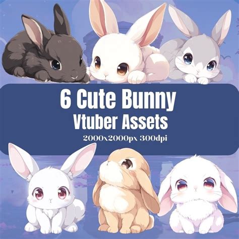 6 Cute Bunny Rabbit Vtuber Assets For Streaming Commercial Use High