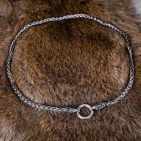 Viking Rune Chain Necklace Stainless Steel Norse Rope Chain