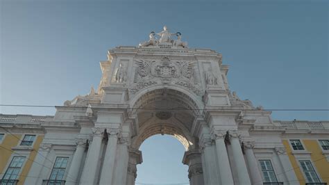 Lisboa Portugal El Triunfal Arco De Praca Hacer Comercio Arco Da Rua
