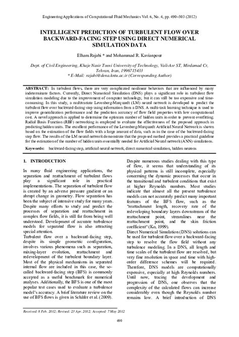 pdf intelligent prediction of turbulent flow over backward facing