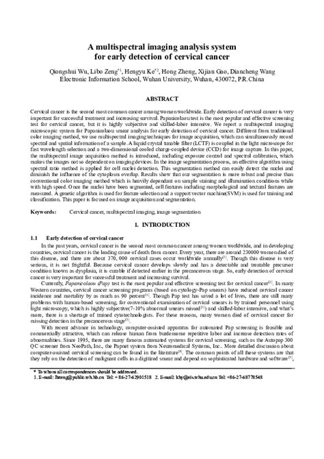 Doc A Multispectral Imaging Analysis System For Early Detection Of