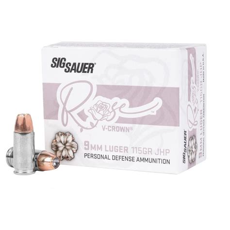Sig Sauer Rose Handgun Ammunition 9mm Luger 115gr Jhp 1050 Fps 20ct