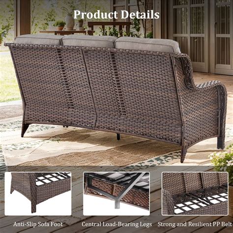 Outdoor Patio Sofa Swivel Chair With 6 Inch Thick Cushions Set On