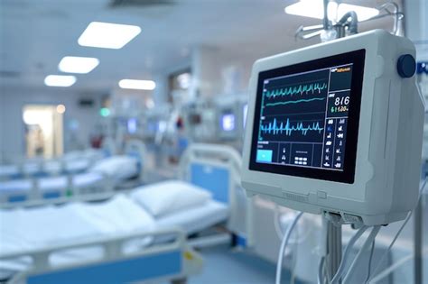 Premium Photo A Hospital Room Featuring Multiple Beds And Monitors Mounted On The Walls