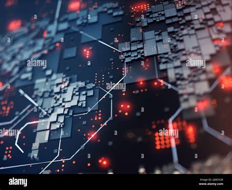 Abstract 3d Rendered World Map Made From Box Blocks Abstract Infrmation Connection Internet