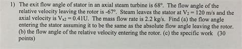 Solved 1 The Exit Flow Angle Of Stator In An Axial Steam