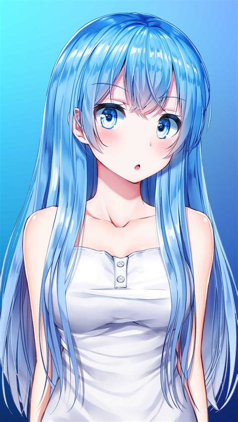 Anime Girl Blue Hair Blue Eye K Ultra Hd Mobile Wallpaper For Iphone Android
