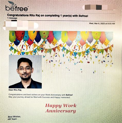 ritu raj on linkedin i opened the email and found befree wished me
