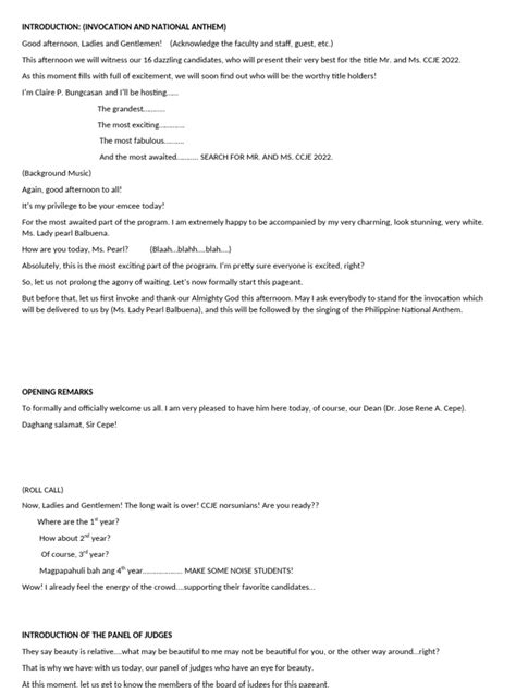 Pageant Script Pdf