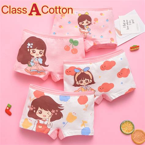 4pcs Cartoon Girls Underwear Printing Panties Daughter Short Pantie
