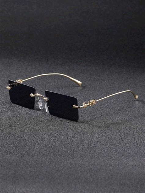 Mens Rimless Rectangular Sunglasses Mens Glasses Fashion Stylish
