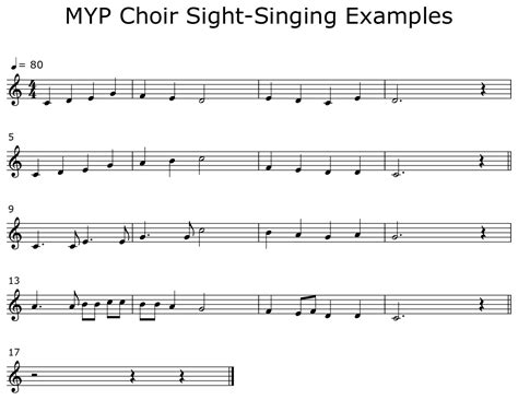 Myp Choir Sight Singing Examples Sheet Music For Voice Oohs