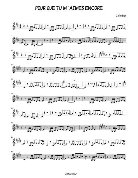 Pour Que Tu M´aimes Encore Sheet Music For Piano Solo Easy