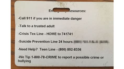 Students Called A Suicide Hotline Listed On Their Id Cards It Was Sex
