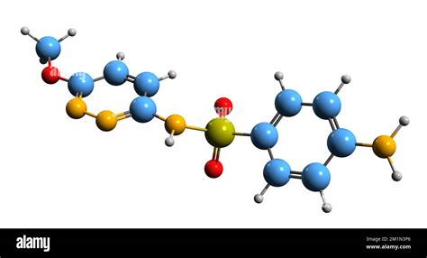 3d Image Of Sulfamethoxypyridazine Skeletal Formula Molecular