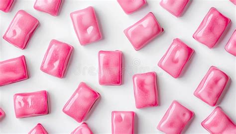 Tasty Pink Chewing Gums On White Top View Stock Illustration Illustration Of Oral Bubblegum