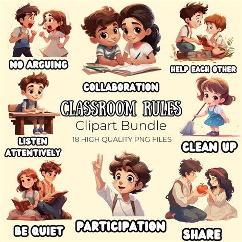 Classroom Rules Clipart Education Png Bundle For Teachers Digital