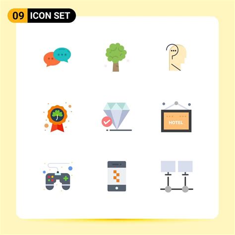 Mobile Interface Flat Color Set Of 9 Pictograms Of Badge Patrick Spring Leaf Question Editable