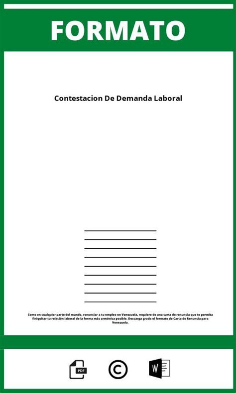 Formato De Contestacion De Demanda Laboral 2026