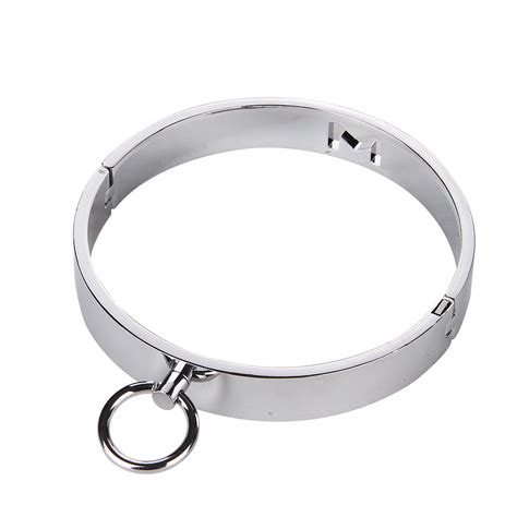 Fetish Stainless Steel Bondage Collar Lace And Leather