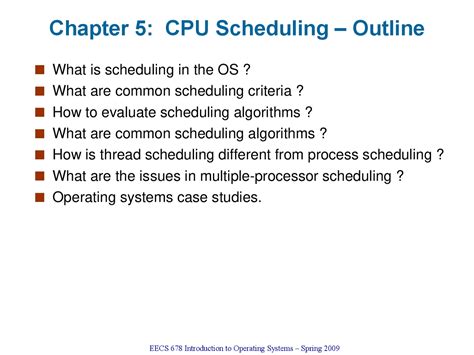 Cpu Scheduling Outline On Introduction To Operating Systems Eecs