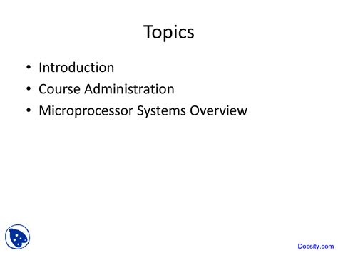 Introduction Introduction To Microprocessor Systems Lecture Sli