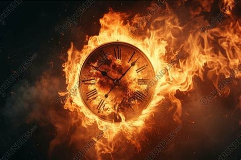 Burning Clock In Fiery Inferno