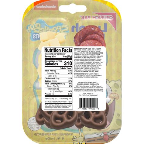 Crunch Pak Spongebob Squarepants Lunch Bites With Pepperoni Mozzarella And Chocolate Covered