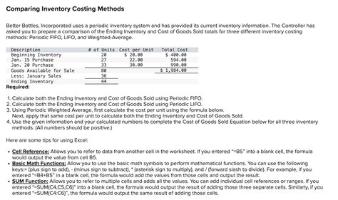 Solved Comparing Inventory Costing Methods Better Bottles