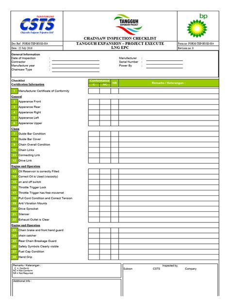 Checklist Chainsaw Pdf